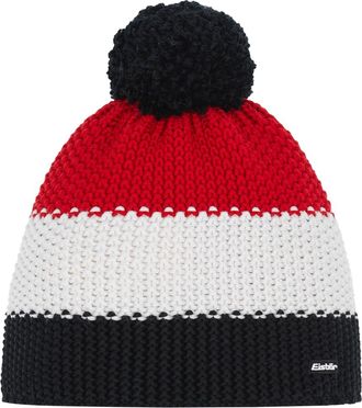 Eisb&auml;r M&uuml;tze Herren & Damen Star Pompon Schwarz-wei&szlig;-rot - Merino Winterm&uuml;tze Unisex mit Fleece sch&uuml;tzt vor K&auml;lte und Wind - Bommelm&uuml;tze atmungsaktiv thermor