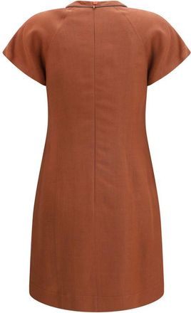 Brunello Cucinelli Monili-Chain Detailed Viscose Dress - Brown