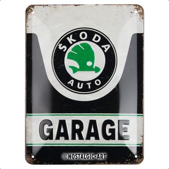 Nostalgic Art Retro Blechschild, 15 x 20 cm, Skoda - Garage - Geschenk-Idee f&uuml;r Skoda-Zubeh&ouml;r Fans, Original Lizenzprodukt (OLP), aus Metall, Vintage Design, Blechs