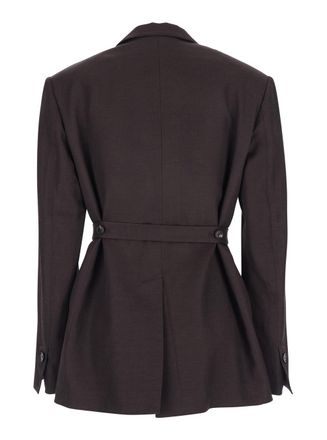 Tela Womens Double-Breasted Jacket Brown Viscose Blazers
