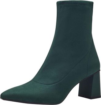 Tamaris Damen Boots mit Absatz Vegan Blockabsatz; GREEN/grün; 37 EU