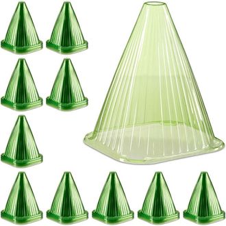 Relaxdays C&ocirc;nes de for&ccedil;age, lot de 240, accessoire plantes, protection contre escargot et oiseaux, PVC, cloche, vert