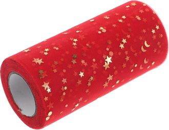 TOPBATHY Roter Pailletten Tischrock aus Netzstoff 15cm X 2280cm Partytischrock f&uuml;r Hochzeiten und Feierlichkeiten Modische Tischdeko mit glitzernden Pailletten