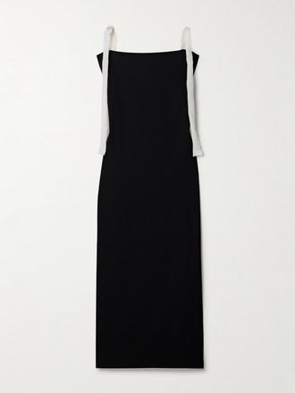 The Row Giuliessa Midikleid Aus Woll-twill Mit Bes&auml;tzen Aus Seidenorganza - Schwarz