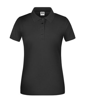 James & Nicholson Damen BIO Workwear Polo - Leicht tailliertes Poloshirt f&uuml;r Beruf & Freizeit | Farbe: black | Gr&ouml;sse: 4XL