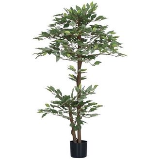 OUTSUNNY Arbre Artificiel Plante Artificiel ficus Hauteur 1,5 m Tronc Branches Liane Lichen Feuilles Grand r&eacute;alisme Pot Inclus