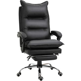 Vinsetto Vinsetto - Fauteuil de bureau direction hauteur r&eacute;glable dossier inclinable repose-pied int&eacute;gr&eacute; rev&ecirc;tement synth&eacute;tique noir