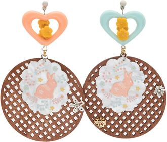 Amir Slama boucles doreilles pendantes &agrave; motif canard - Marron