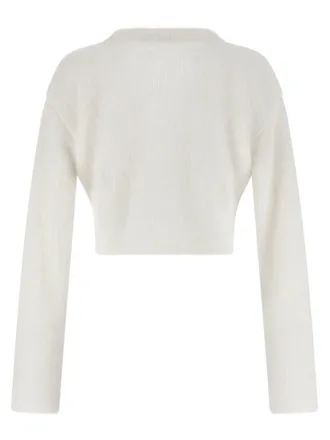 Alessandra Rich Embroidered Mohair Alpaca-Wool Blend Cardigan - white