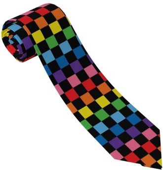 Generic Cravate Pour Homme Motif &Agrave; Carreaux Rainbow Noir Classique Tie Formelle Cravate DAffaires Pour F&ecirc;te Accessoires &Eacute;v&eacute;nements
