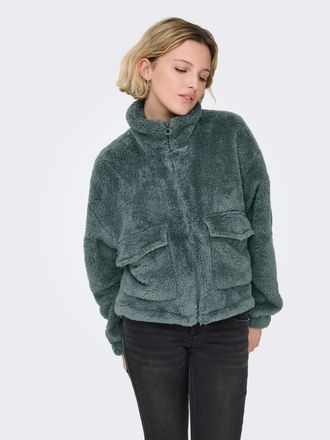 Only Pl&uuml;schjacke ONLY ONLANNA CONTACT LIFE SOL JACKET CC OTW, Damen, Gr. XS, balsam gr&uuml;n, Pl&uuml;sch, Obermaterial: 100% Polyester, unifarben, normal, Jacken, 