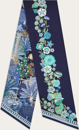 Ferragamo Damen Bandeau-Tuch mit Giardino-Print Blau