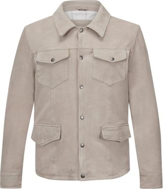 Milestone Lederjacke MSValerio in Overshirt-Optik aus weichem Ziegenveloursleder in