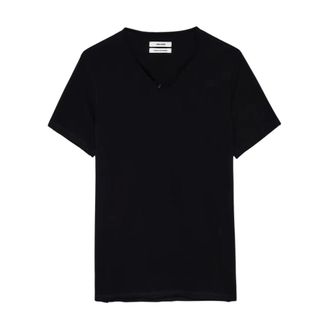 Zadig&Voltaire T-shirt Henley Monastir - Homme - Tops - Noir - Taille: XL