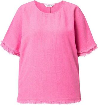 Angel Of Style Druckbluse Blusenshirt Oversize Fit Leinenanteil Fransen