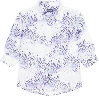 Vilebrequin Femme, Blouses et Chemises, Blanc, Taille: 40 FR Chemise en lin &agrave; imprim&eacute; lavande