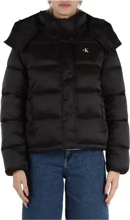Calvin Klein Jeans Femme, Vestes, Noir, Taille: 38 FR Veste rembourrée avec logo imprimé sur le devant