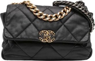 Chanel Pre-owned Sac Grand Mod&egrave;le 19 &agrave; rabat - Femme - Pre-owned - Noir - Taille: ONE Size