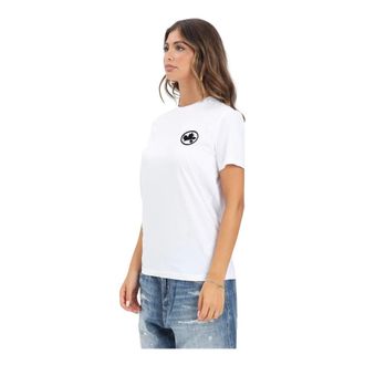 Dsquared2 Femme, Tops, Blanc, Taille: 42 FR T-shirt blanc avec logo feuille