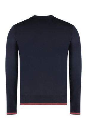 Gucci Mens Blue Crew-Neck Wool Sweater Sweatshirts