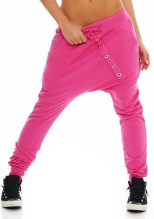 Malito more than fashion Malito Femme Boyfriend Pantalon Bouton Classic Baggy Harem Aladin Yoga 8023 (Rose Fuchsia)
