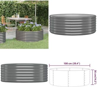 vidaXL Lit surélevé de jardin Acier enduit de poudre 100x100x36cm gris - Jardiniere Exterieure - Bac A Fleurs - Plante Grimpante - Decoration Jardin - Pots