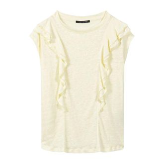 Luisa Cerano Leinen T-Shirt mit Volants - - Tops - Damen - Gelb - XS