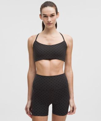 lululemon Flow Y BH Leichter Halt für A/B-Cups Beflockt für Frauen - Größe 2XS in Polka Flock Black