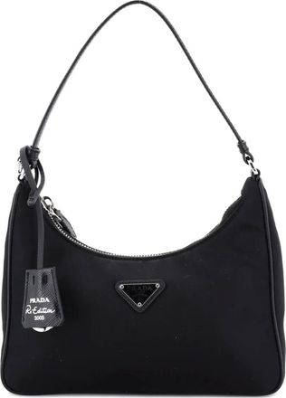Prada Re-Edition 2005 Tessuto with Saffiano Leather Mini hobo bag - Schwarz