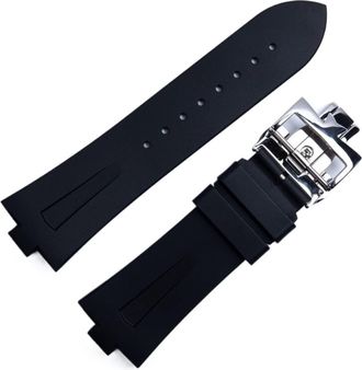 Generic 25 mm * 8 mm Gummi-Silikon für Overseas Watch Bnad Schwarz Blau Wasserdichtes Sportarmband