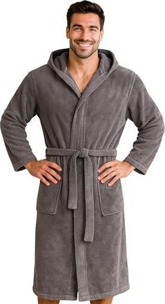 Morgenstern Peignoir Homme 100% Coton Grande Taille Capuche Eponge Bleu fonc&eacute; Taille XXL