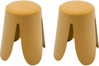 Sweeek 2er Set stapelbare Hocker mit Strukturiertem Bouclébezug, Niki, Ø30 / 44 x H 46 cm