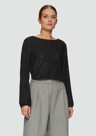 s.Oliver Langarmshirt T-Shirt Flie&szlig;endes Langarmshirt mit Glitzerstreifen