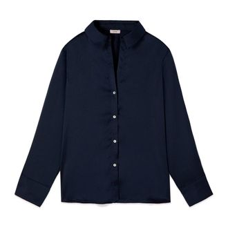 Oltre Satin Shirt - - Blouses & Shirts - Damen - Blau - S