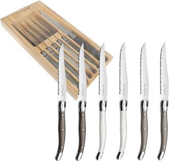 Lou Laguiole 2511MWWA00K35 Tradition Steakmesser Set, Klingestahl 13/0, Silber