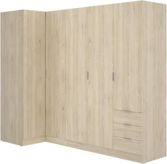 PEGANE Pegane - Armoire dangle, meuble de rangement en bois m&eacute;lamin&eacute; coloris ch&ecirc;ne naturel - Longueur 213 x Profondeur 90 x Hauteur 184 cm