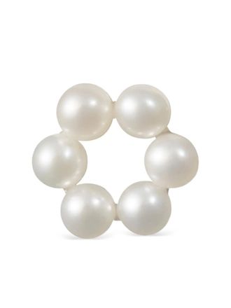 Sophie Bille Brahe boucles doreilles Petite Luna en or 14ct à perles - Blanc