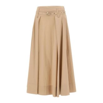 Liu Jo Femme, Jupes, Beige, Taille: 36 FR Jupe Midi Popeline