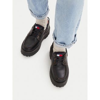 Tommy Jeans Halbschuhe Tommy Jeans Archive 01 Boat Shoe Leather EN0EN03003 Schwarz