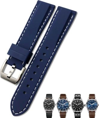 Generic 20mm 21 mm 22mm Gummi -Silikon Schwarz Blue Watchb&auml;nder f&uuml;r IWC Pilot 18 Uhren Sportgurt