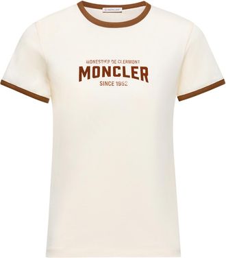 Moncler Moncler T-shirt En Jersey &Agrave; Logo Floqu&eacute;, Femme, Blanc, Taille: Xl