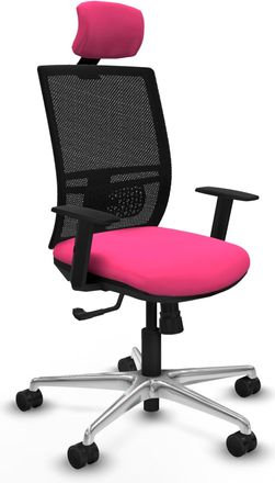 Piqueras y Crespo Yunquera Schreibtischstuhl mit 1D-Armen, h&ouml;henverstellbare Lendenwirbelst&uuml;tze und h&ouml;henverstellbares Kopfteil, ausgestattet mit 4 Positionen, Schwarz/