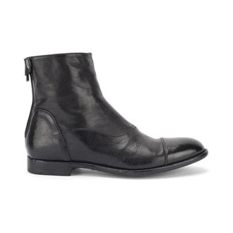 Alberto Homme, Chaussures, Noir, Taille: 42 1/2 EU Bottines en Cuir Noir Faites Main