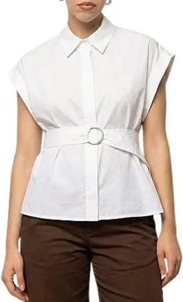 Kaos Kaos, Femme, Blouses et Chemises, Beige, Taille: 40 FR Chemise sans manches en coton avec ceinture