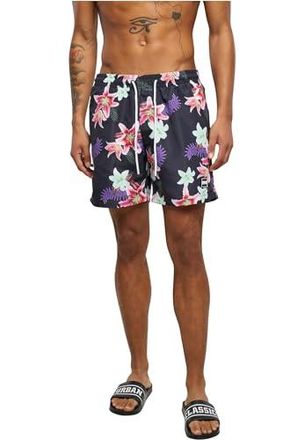 Urban Classics Pattern Swim Shorts, Maillot de Bain pour des Hommes, Dark Jungle AOP, L