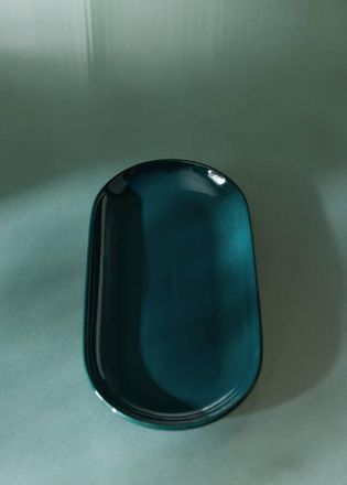 Mango Plateau en c&eacute;ramique pour salle de bains, finition brillante bleu p&eacute;trole - Home - Taille unique - MANGO HOME