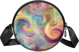 Generic Sac &agrave; bandouli&egrave;re circulaire pour femme, texture myst&eacute;rieuse, petit sac &agrave; dos &agrave; bandouli&egrave;re avec fermeture &eacute;clair, bretelles r&eacute;glables, sac &agrave; main ron