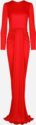Dolce & Gabbana Langes Kleid Aus Organsin Mit Drapierung - Frau Kleider Rot 38