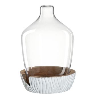 Leonardo 084399 Vase mit Holzsockel CASOLARE 43 cm weiß, Materialmix