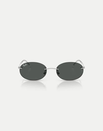Ray-Ban Lunettes de soleil ovales &agrave; verres gris - Argent&eacute;